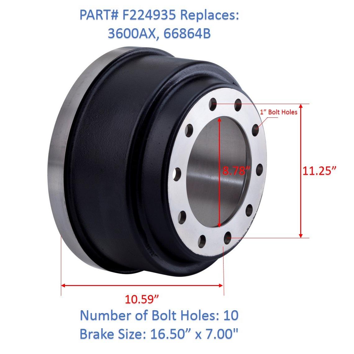 F3600AX BRAKE DRUM HP BAL / F66864B HDV1601B / HD19M OEM | FortPro