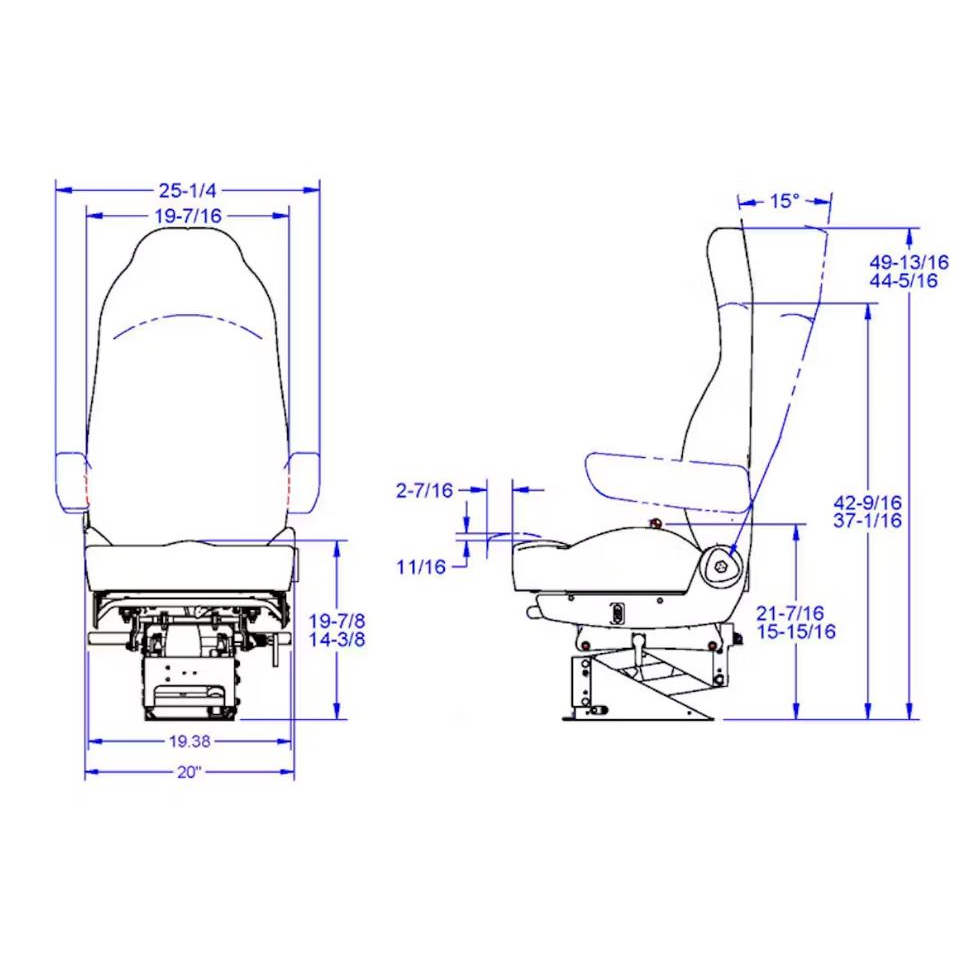 189801EA712 SEAT HERITAGE SILVER HB 20" BLACK VINYL | FortPro